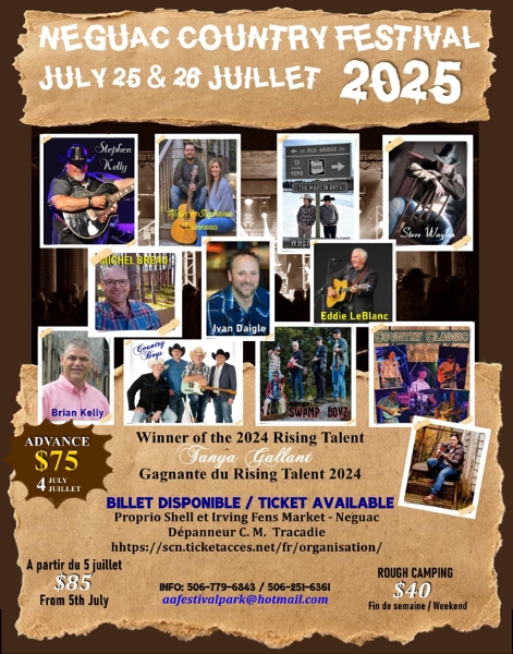 Neguac Country Festival 2025 Weekend pass/passe fin de semaine ...
